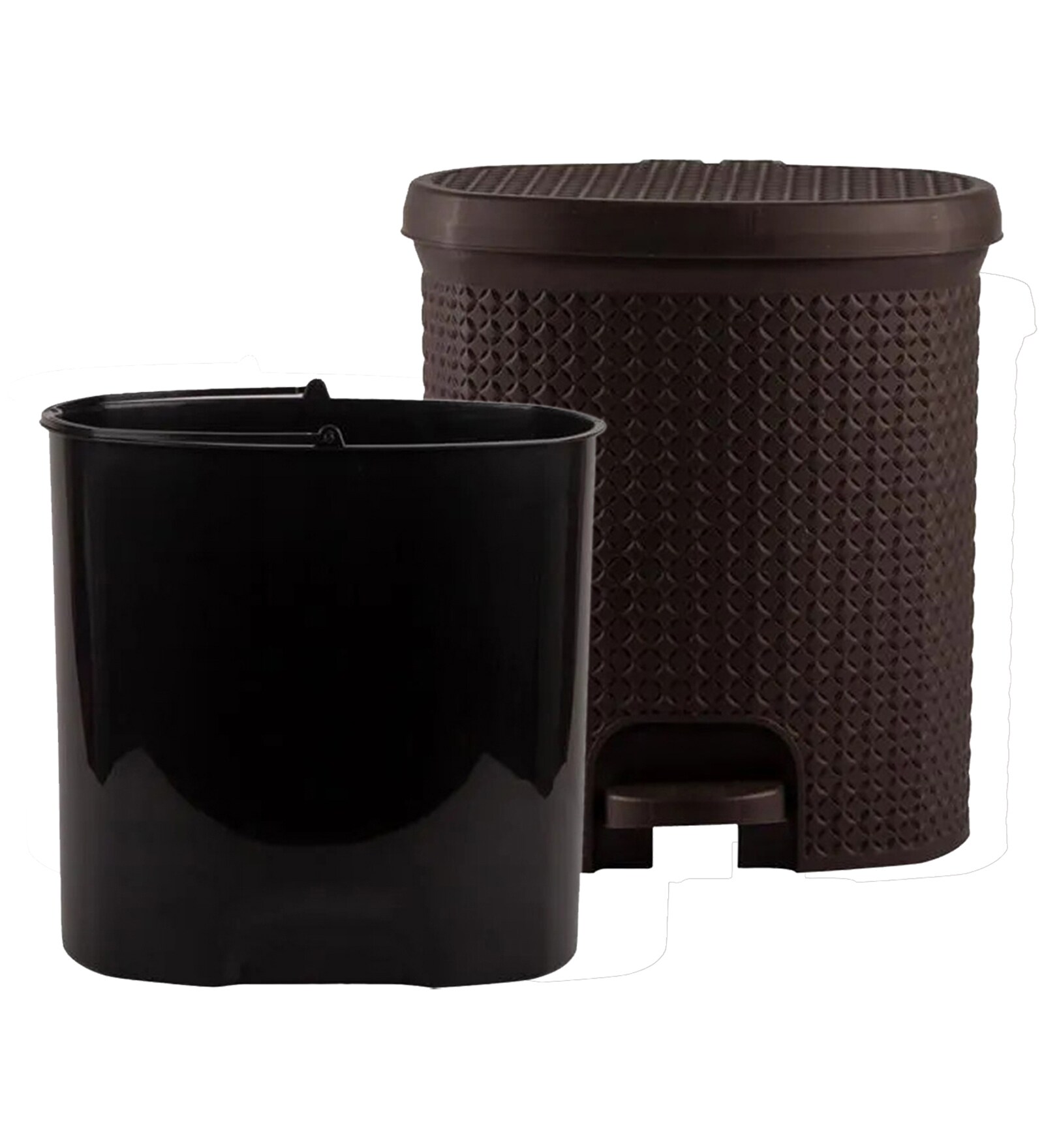 Buy 12 Litre Brown Plastic Manual Lift Dustbin By Kuber Industries ...