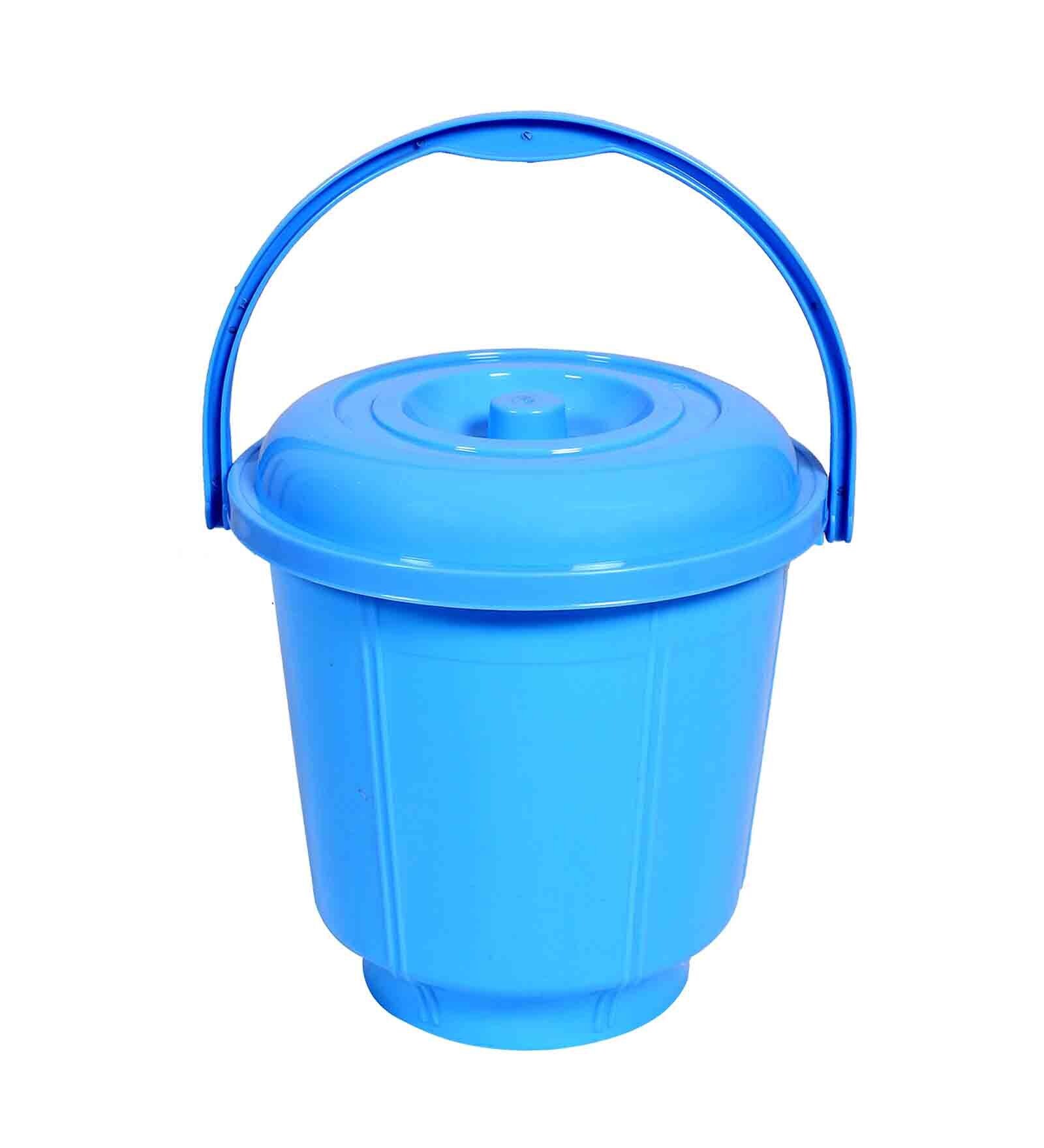 Buy 13 Ltrs Sky Blue Plastic Bucket with Lid By Kuber Industries Online ...