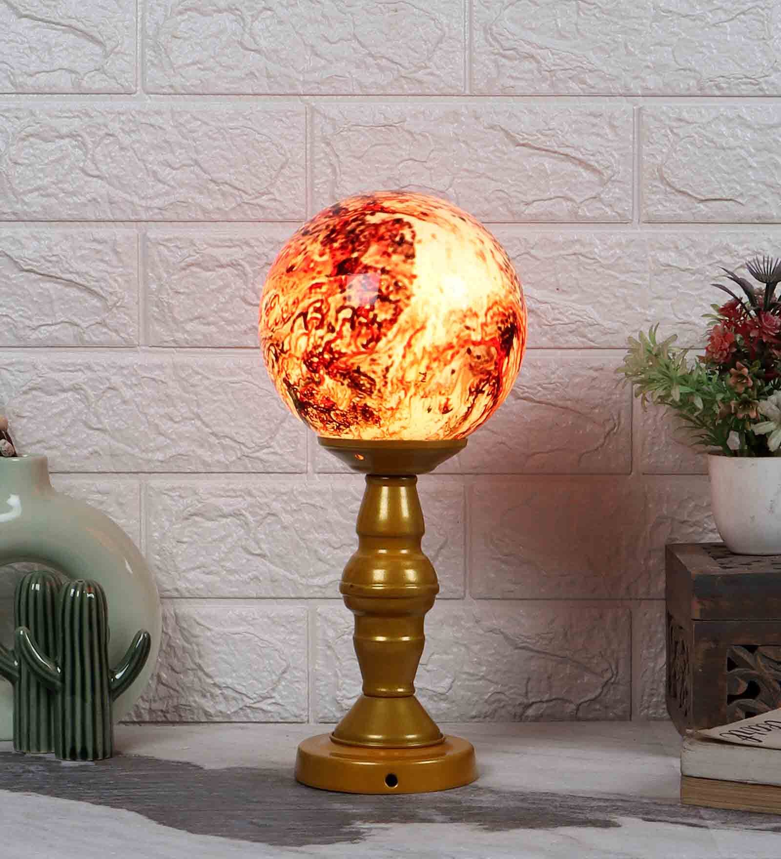 Buy 3D Red & Gold Glass & Metal Table Lamp at 52% OFF by DecorativeRay ...