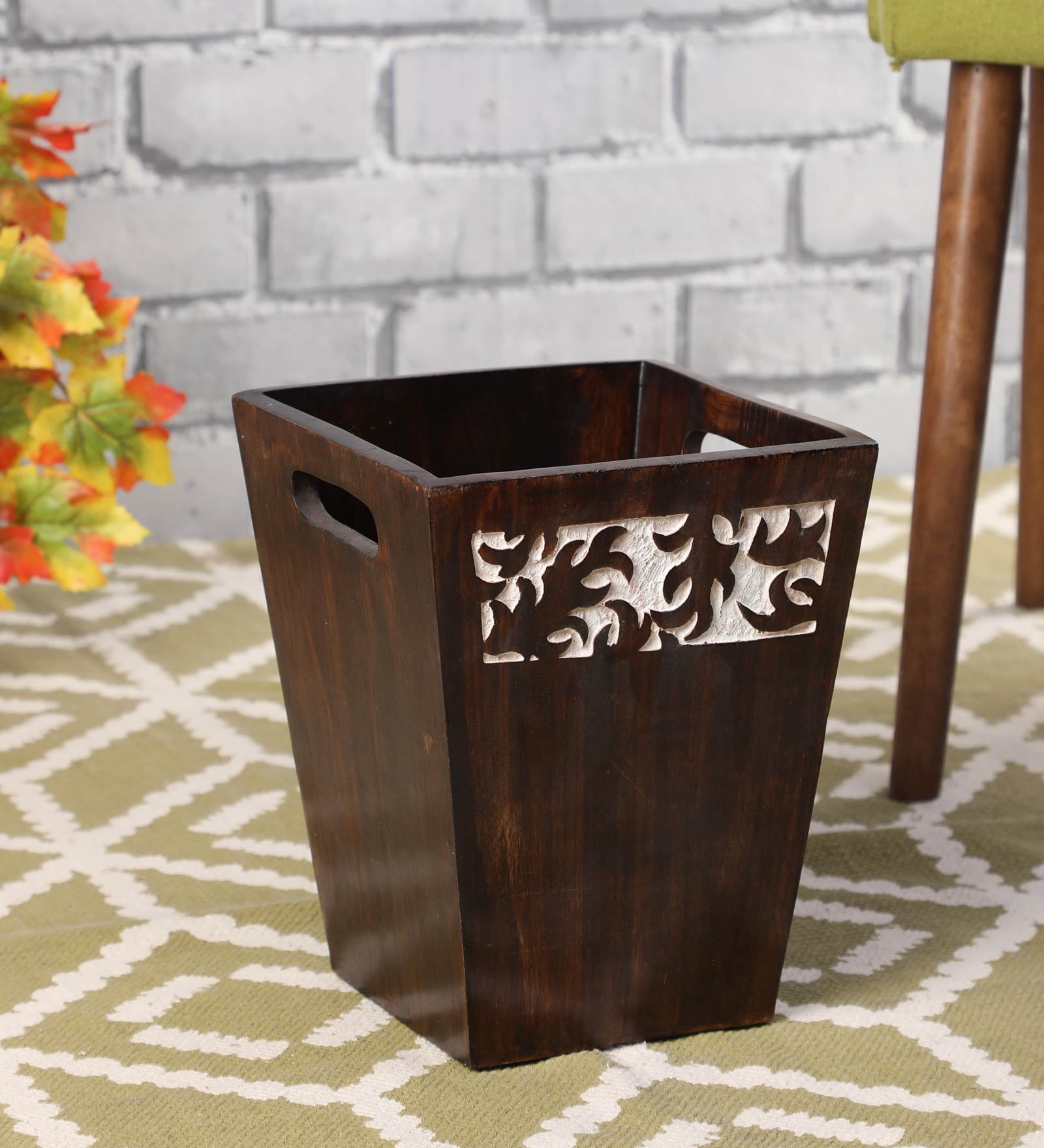 Buy Handcrafted Wooden Norwich Brown Dustbin Online - Dustbins ...
