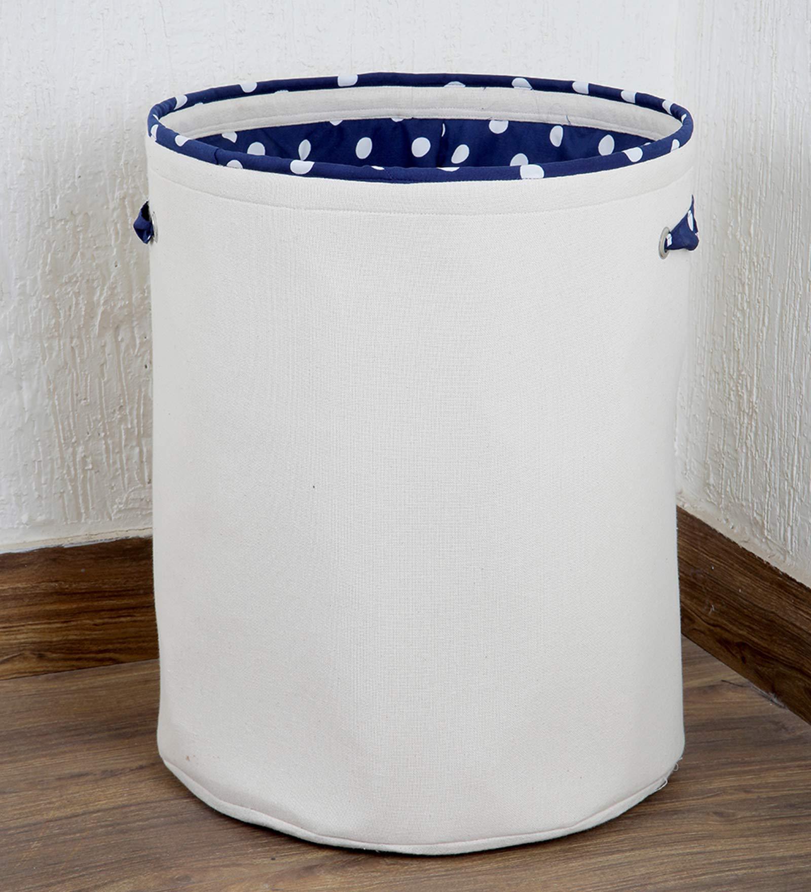 Buy White & Blue Fabric Foldable 45 Litres Laundry Basket at 76% OFF by ...