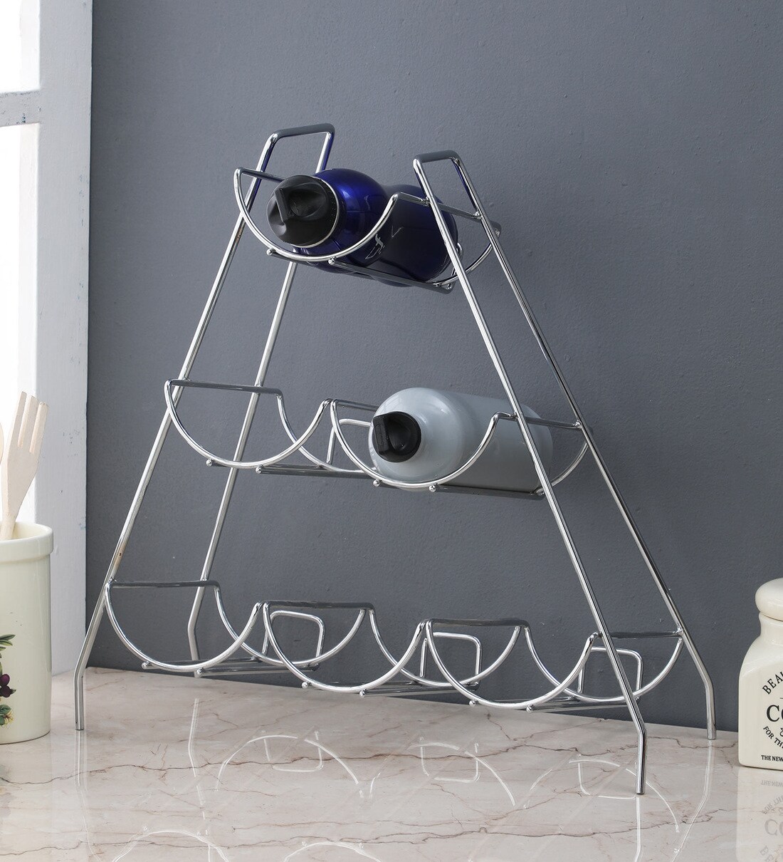 Buy Stainless Steel 6 Bottle Stainless Kitchen Storage Racks By Rishan ...