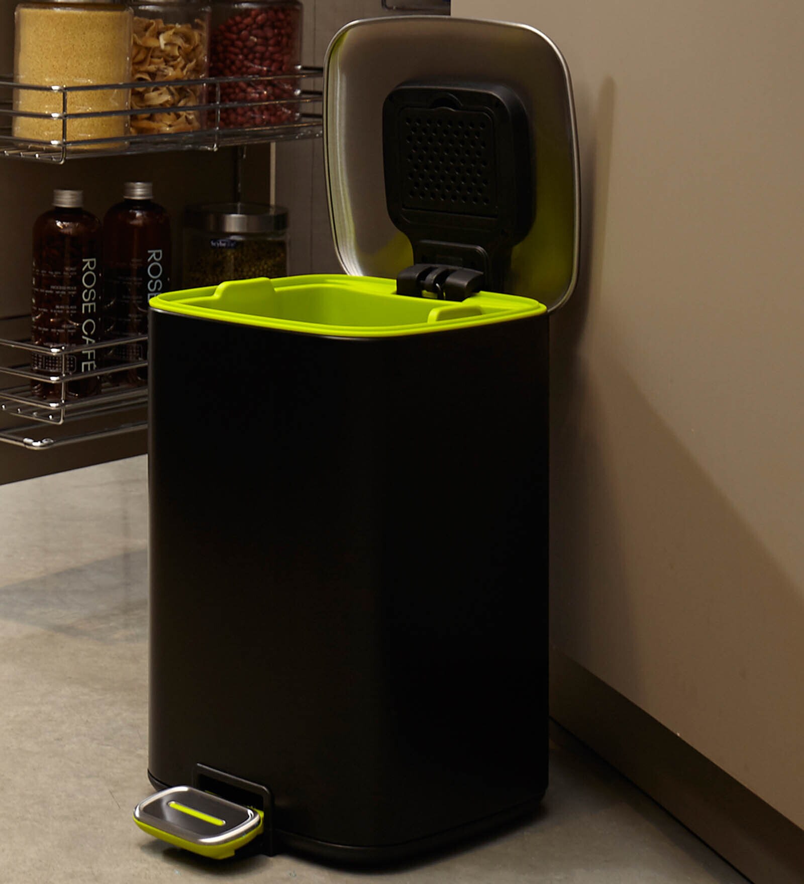 Buy Black 6 Ltr Stainless Steel Step Dustbin by Obsessions Online ...