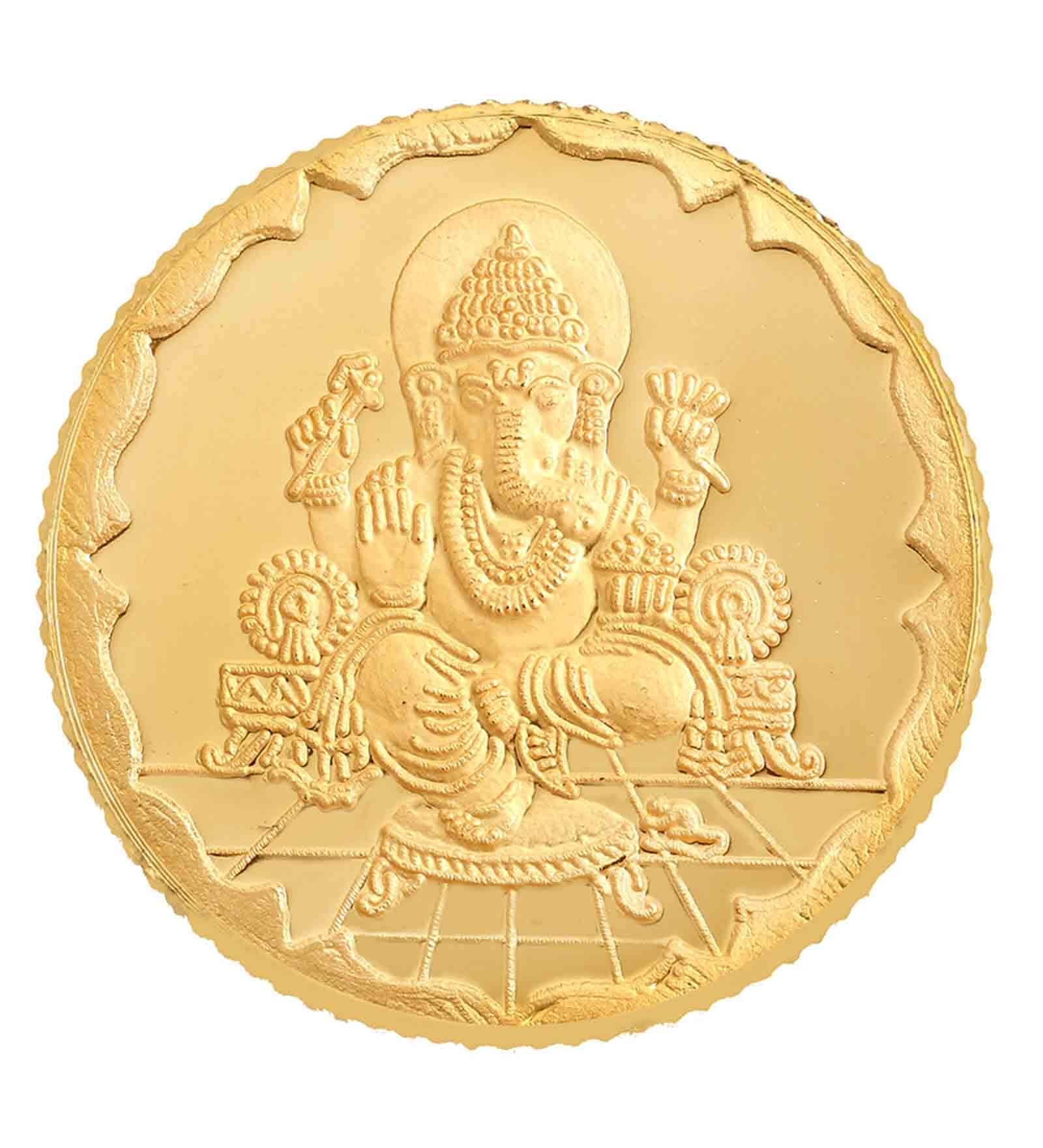 Buy 8 Grams 24kt (999) Lord Ganesha Gold Coin By Bangalore Refinery at ...