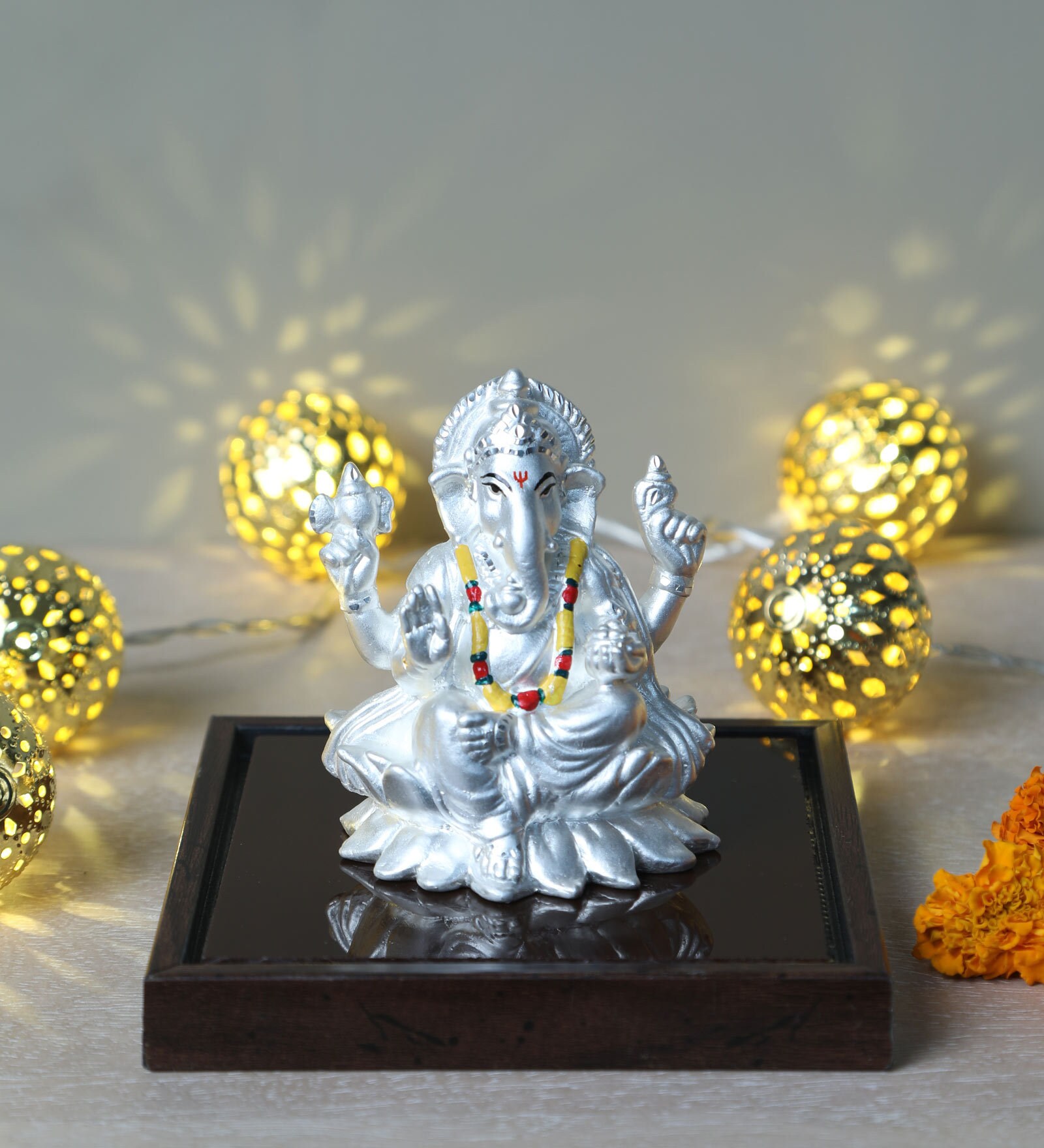 Buy 999 Pure Silver Ganesha Idol by Krysaliis Solid Silver Online ...