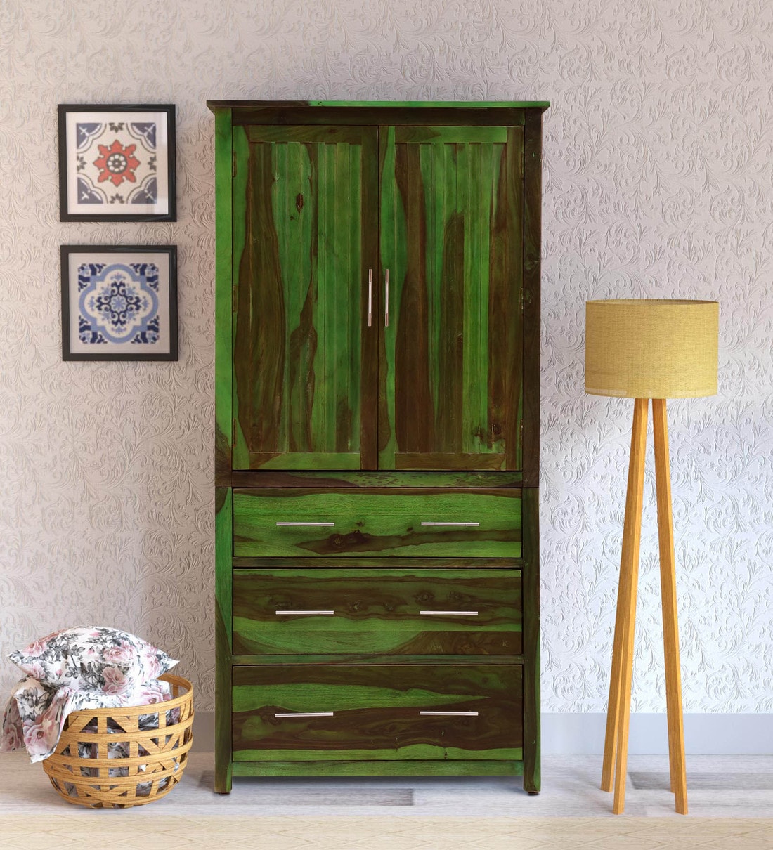 Buy Abbey Solid Wood 2 Door Wardrobe in Spring Green Finish Online - 2 ...
