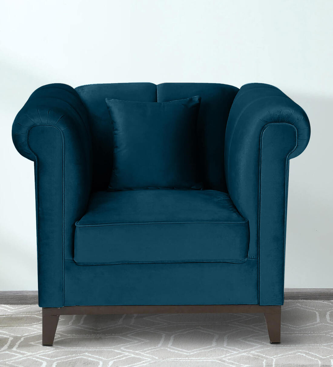 Buy Aelber Velvet 1 Seater Sofa In Powder Blue Colour at 8% OFF by ...