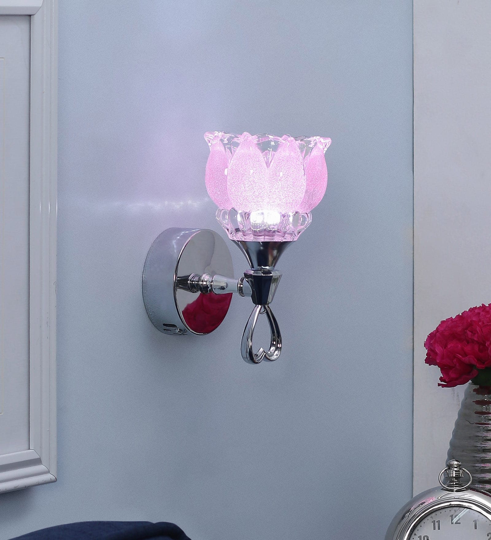 Buy Contemporary Lotus-shaped Chrome Finish LED Wall Light by Aesthetic ...