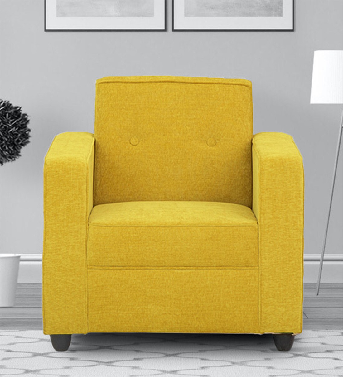 Buy Affan Fabric 1 Seater Sofa in Lemon Yellow Colour Online - Modern 1 ...