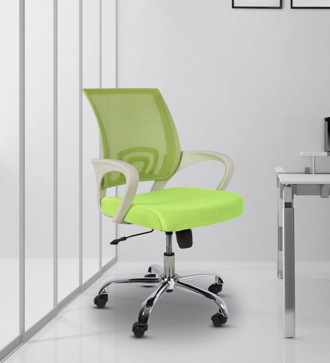 Buy Agronomo Low Back Ergonomic Chair in White Green Colour Online ...