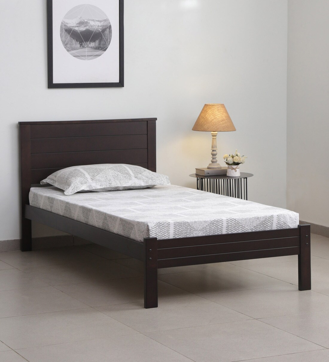 Buy Aika Solid Wood Single Bed in Warm Chestnut Finish Online - Modern ...