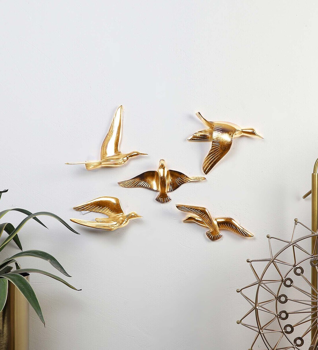 Buy Aluminium Gold Bird Wall Decor Set of 5 by Amaya Decors at 33% OFF ...