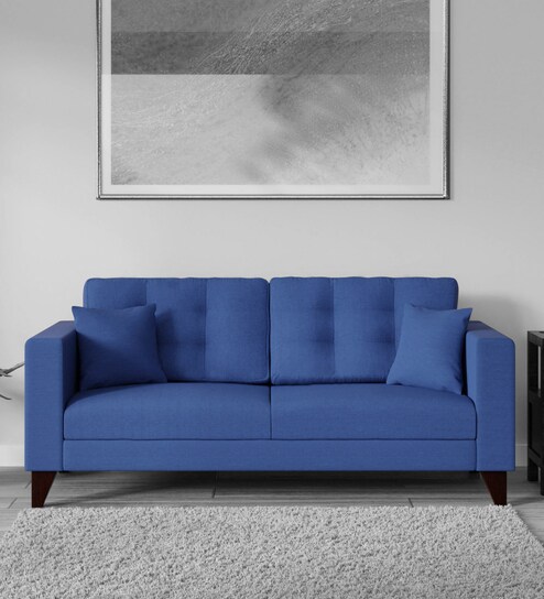 Buy Alfredo Fabric 2 Seater Sofa In Denim Blue Colour Online - Lawson 2 ...