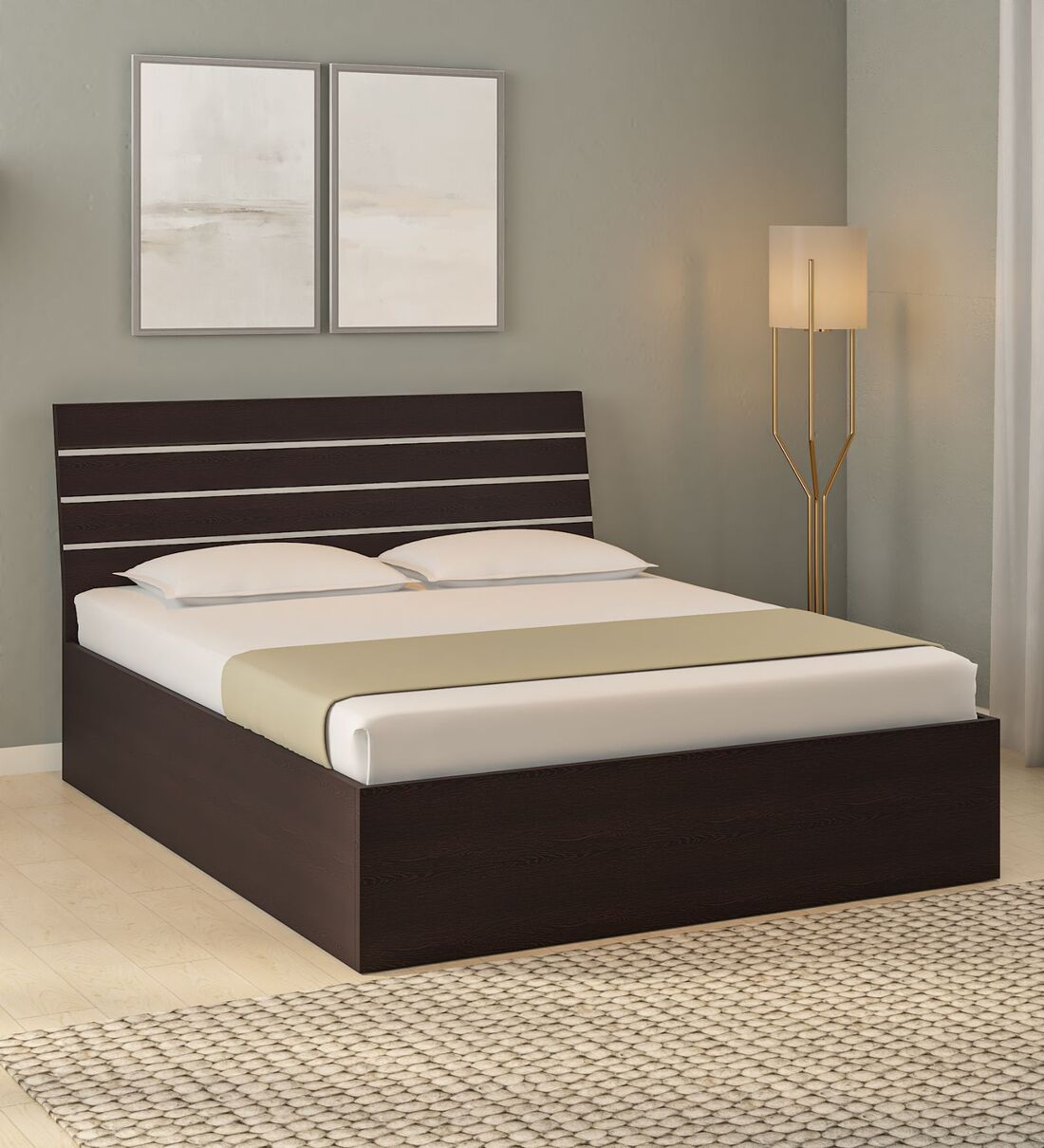 Buy Amber Queen Size Bed in Wenge Finish with Box Storage Online ...