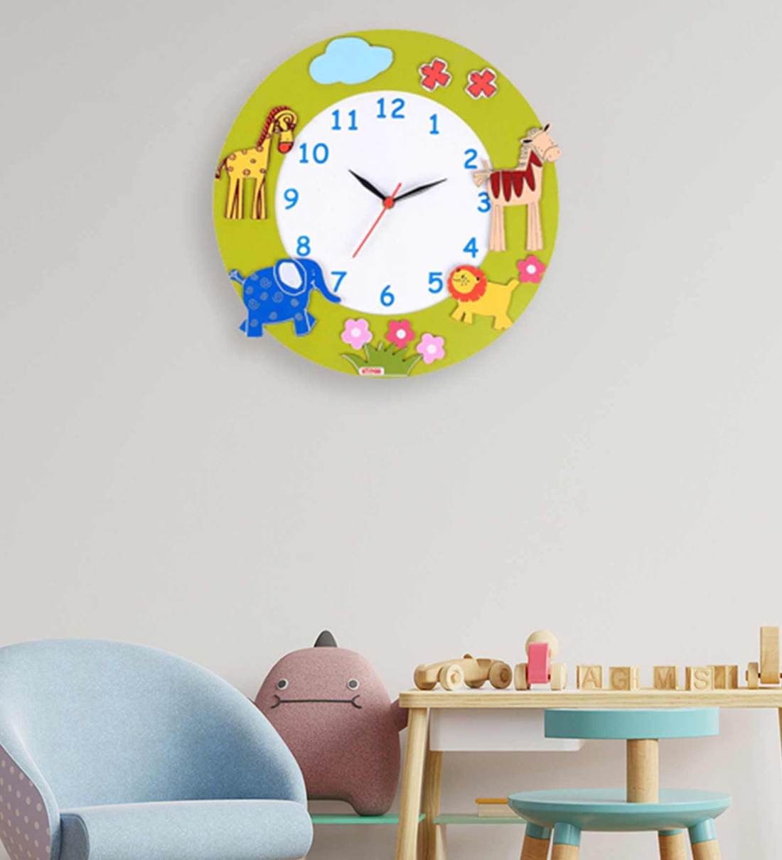 Buy Multicolor Plastic Animal Wall Kids Wall Clock Online - Kids Wall ...