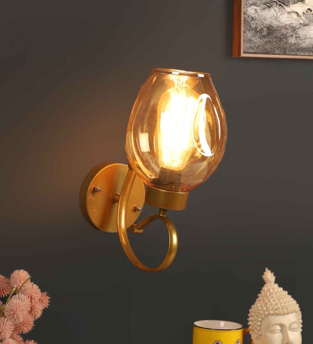 Buy Pyramind Antique Gold Iron and Glass Wall Sconces by Eliante by ...