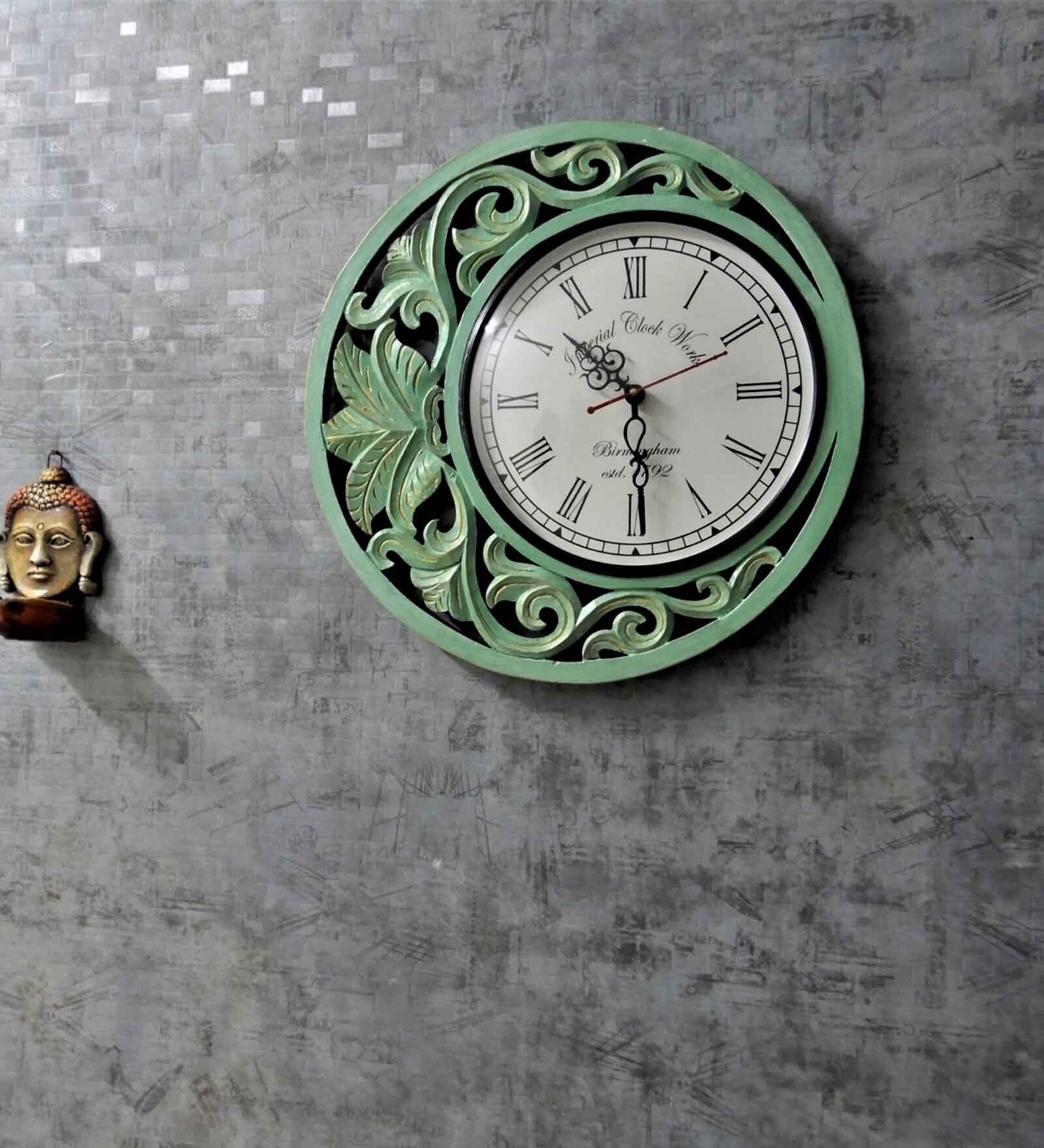 Buy Green MDF Analog Roman Modern Wall Clock at 29% OFF by Disoo ...