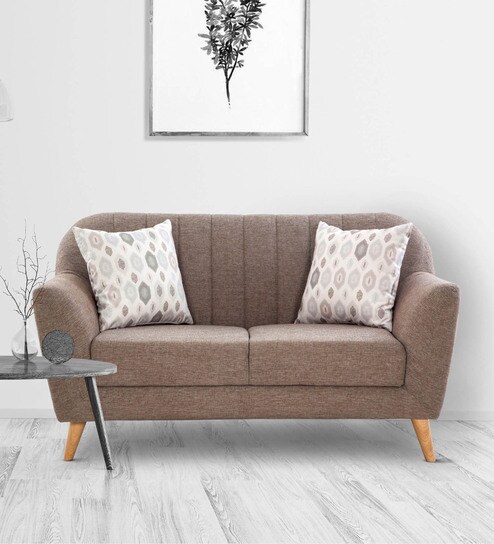 Buy Antalya Fabric 2 Seater Sofa in Light Brown Colour Online - Mid ...