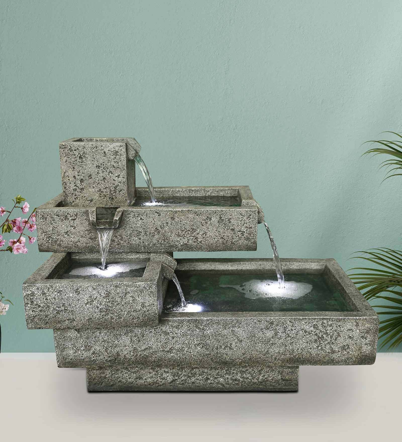 Buy Aqua Bliss Grey Polyresin Water Fountain by HomeTown Online ...