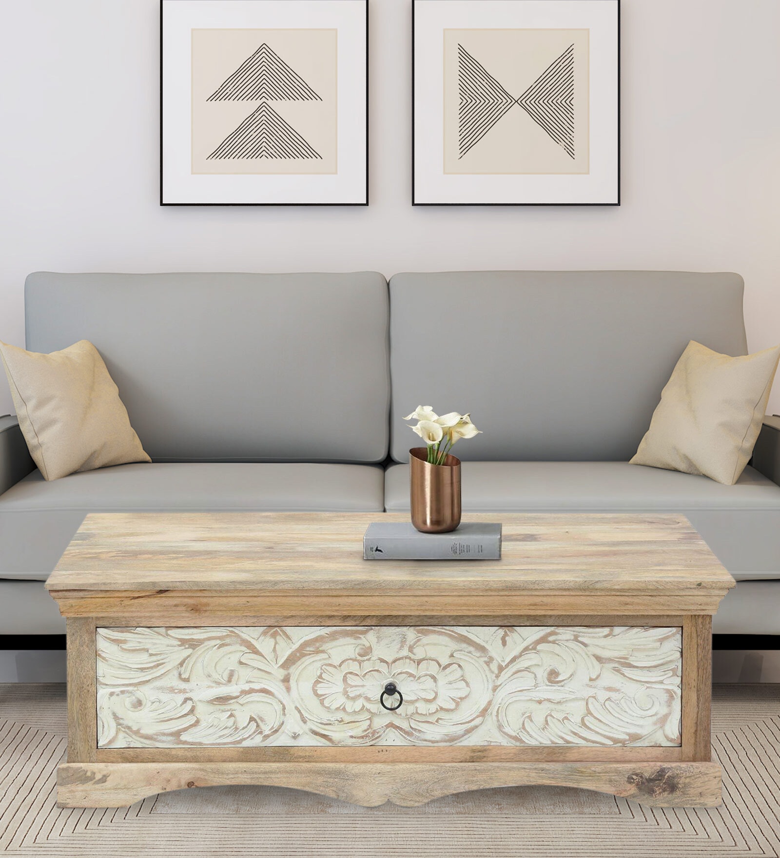 Buy Arlot Solid Wood Rectangular Coffee Table In Natural Finish Online ...