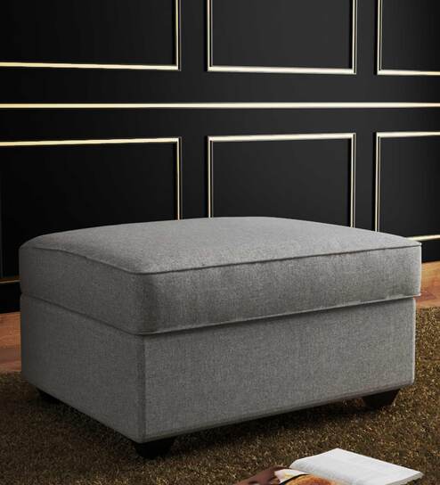 Buy Aristo Fabric Ottoman in Ash Grey Colour Online - Ottomans ...