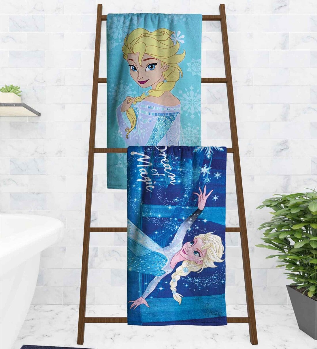Buy Disney Frozen Dream Of Magic Elsa Kids 350 GSM Bath Towel (Set of 2 ...