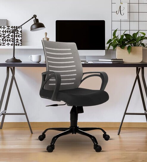 Buy Atom Breathable Mesh Ergonomic Chair in Black & Orange Colour at 33 ...