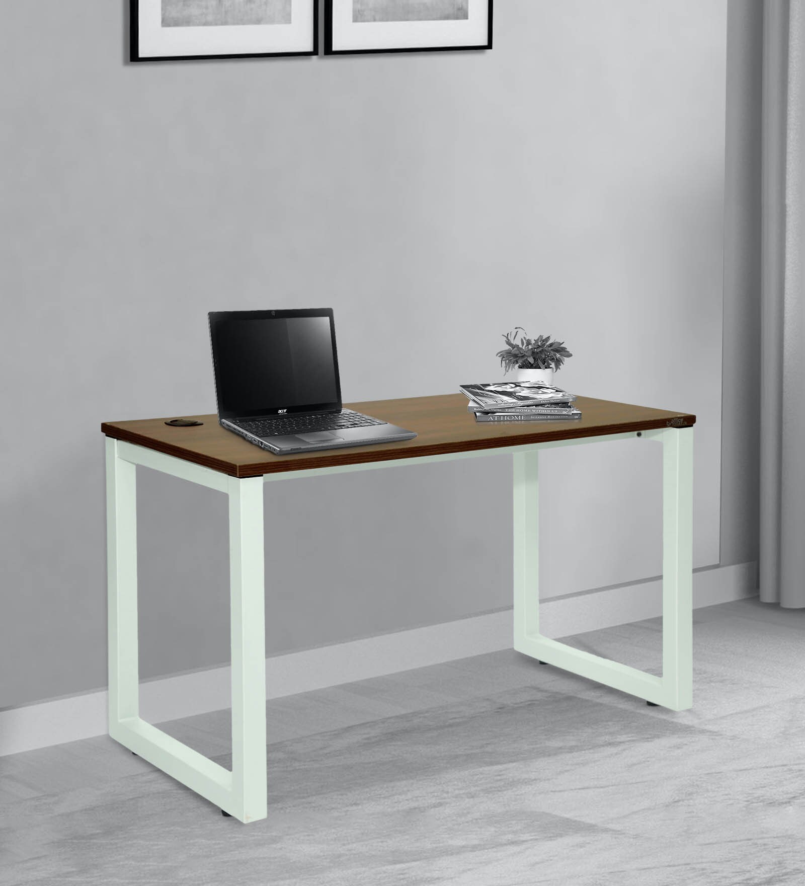 Buy Auckland Study Table in Dark Acacia & White Colour Online ...