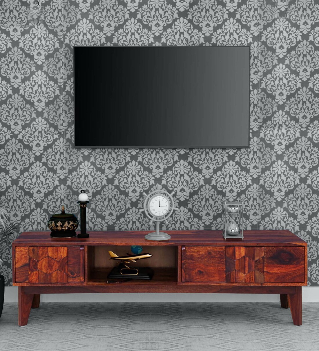 Buy Avilys Sheesham Wood TV Console in Honey Oak Finish at 1% OFF by ...