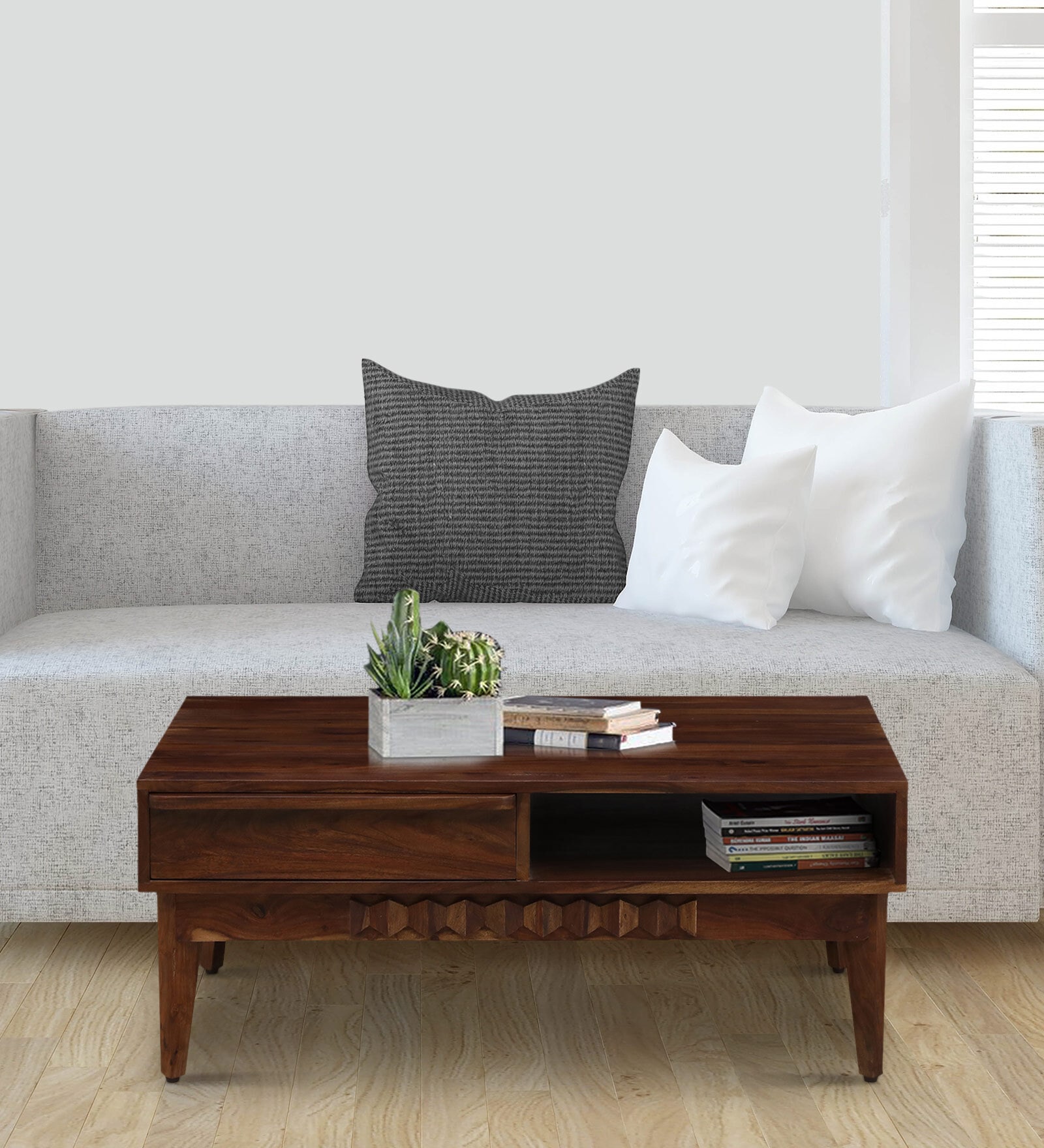 Buy Avilys Sheesham Wood Coffee Table In Provincial Teak Finish With ...