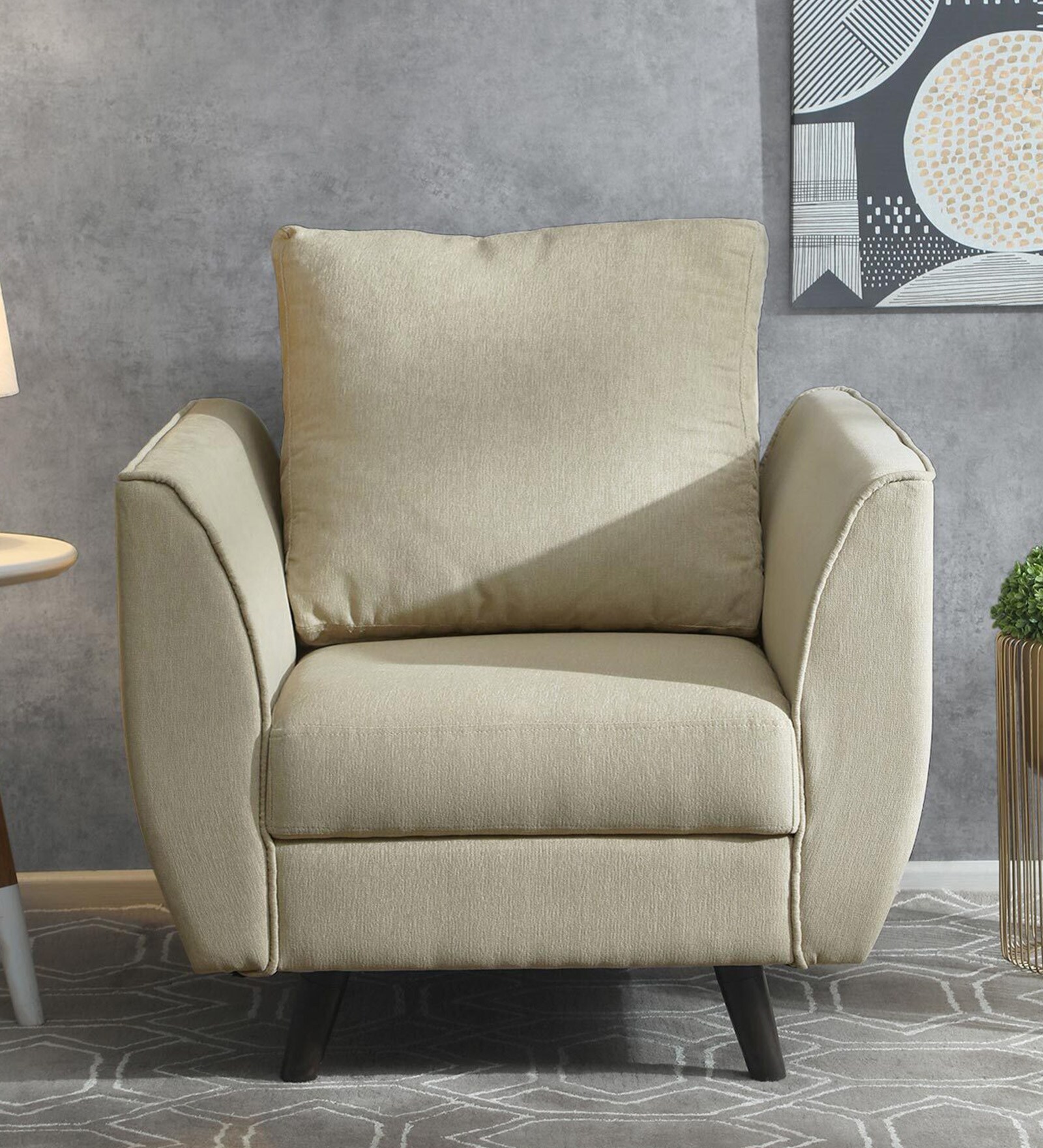 Buy Azor Fabric 1 Seater Sofa In Beige Colour At 13 Off By Casacraft