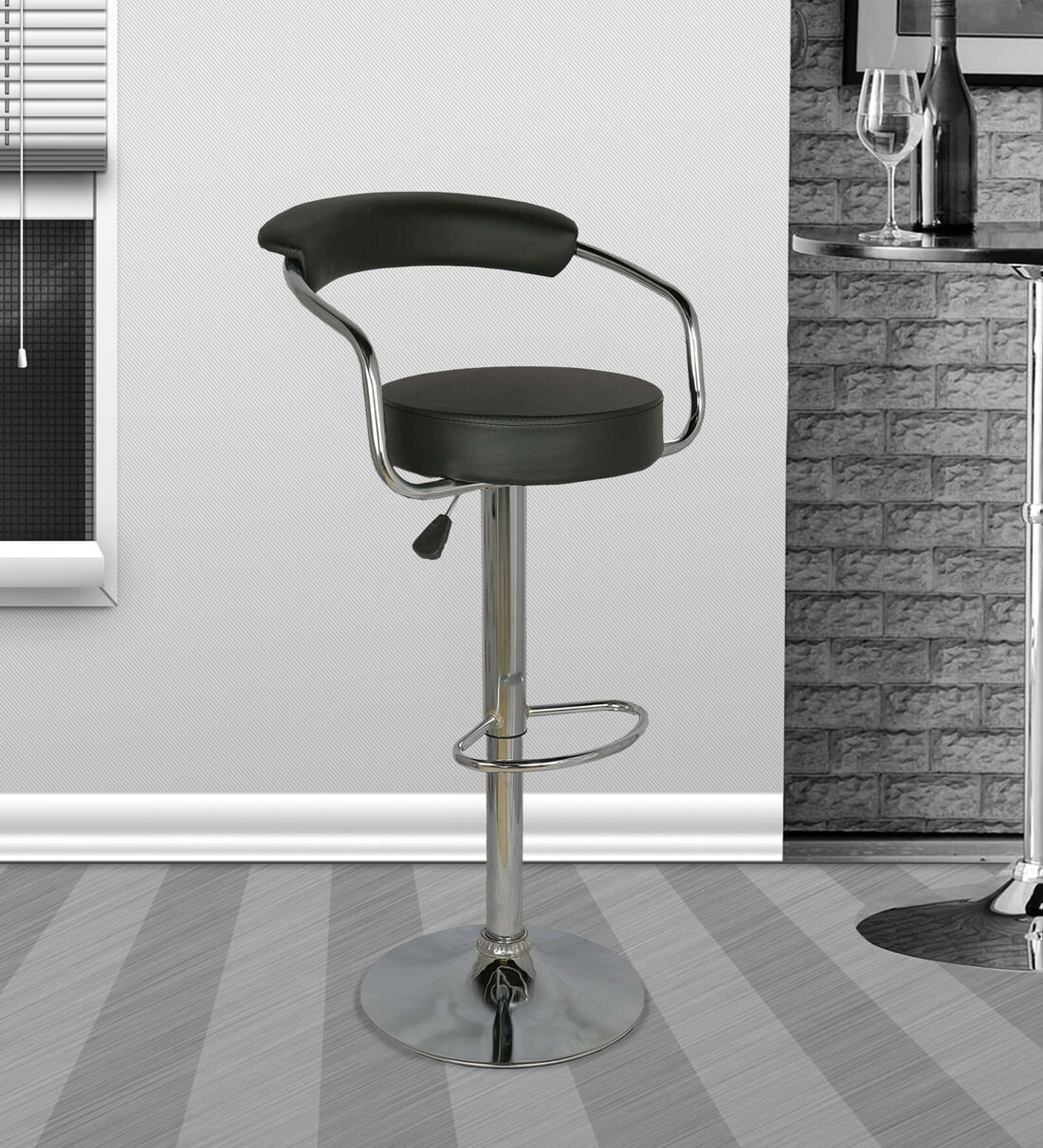 Buy Bar Stool with Foot Rest in Black Colour by Creative Seating System ...