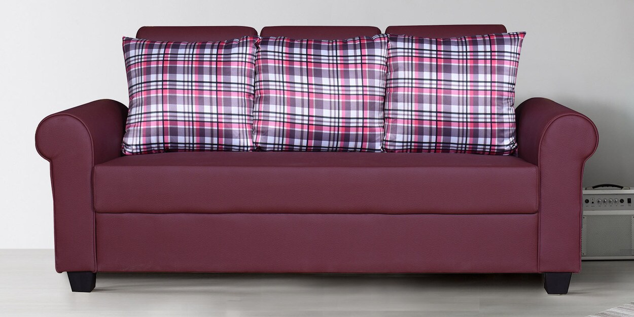 Buy Barcelona 3 Seater Sofa In Maroon Colour at 4% OFF by Furnitech ...