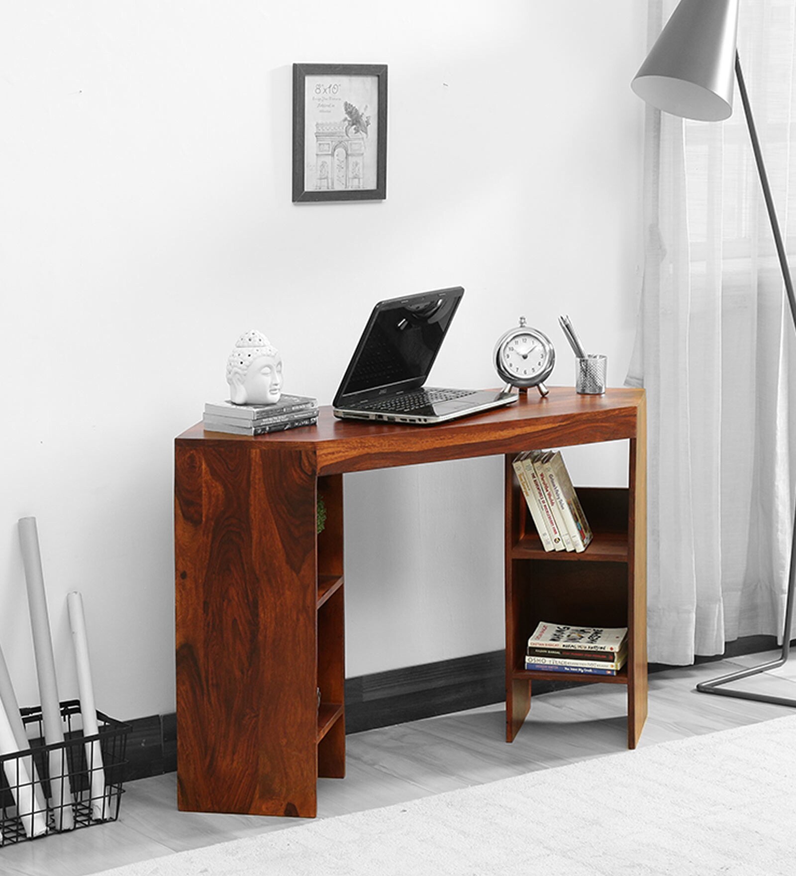 Buy Basalt Solid Wood Study Table In Honey Oak Finish Online ...