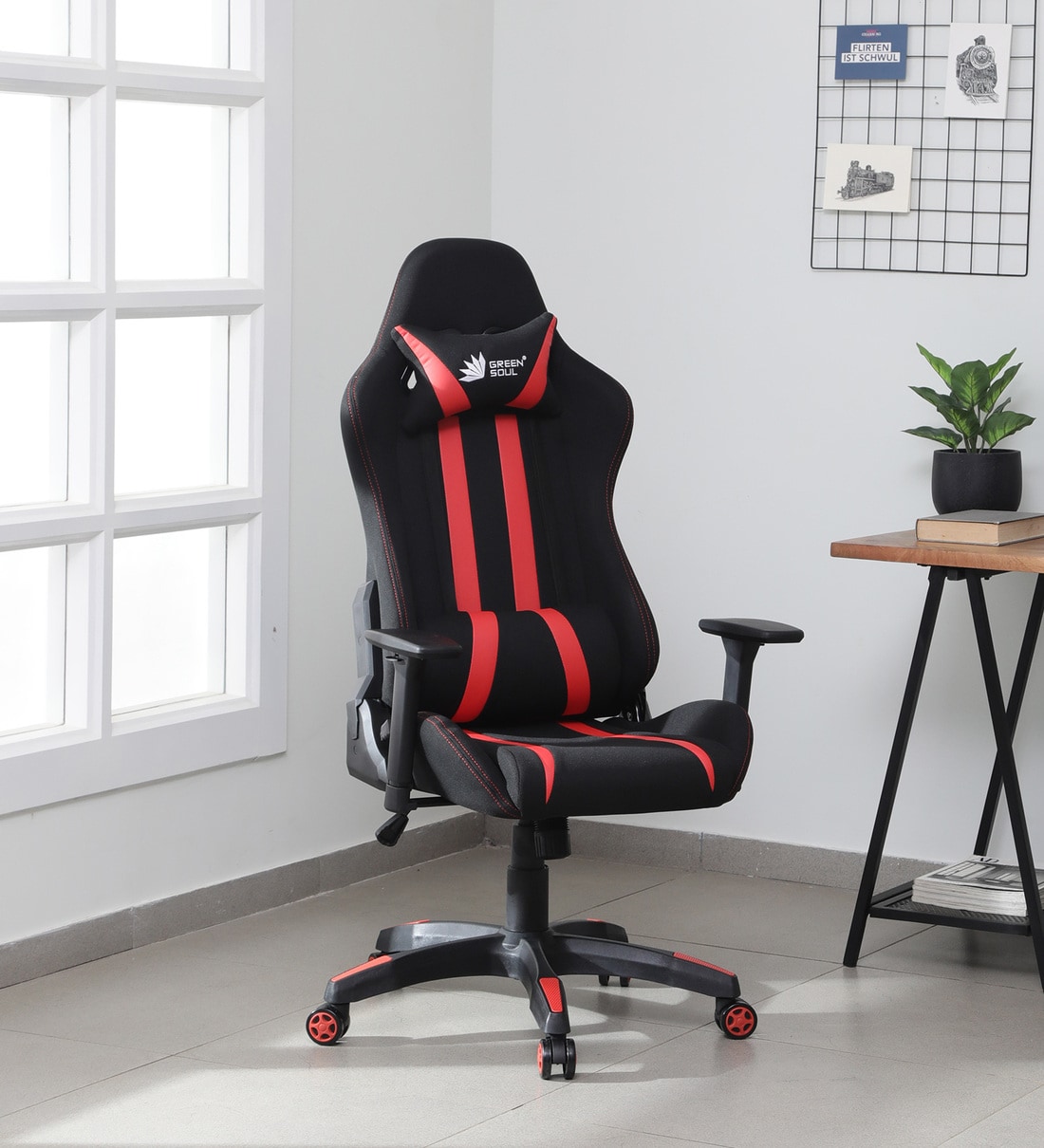 Buy Beast Fabric Gaming Chair in Black & Red Colour Online - Gaming ...