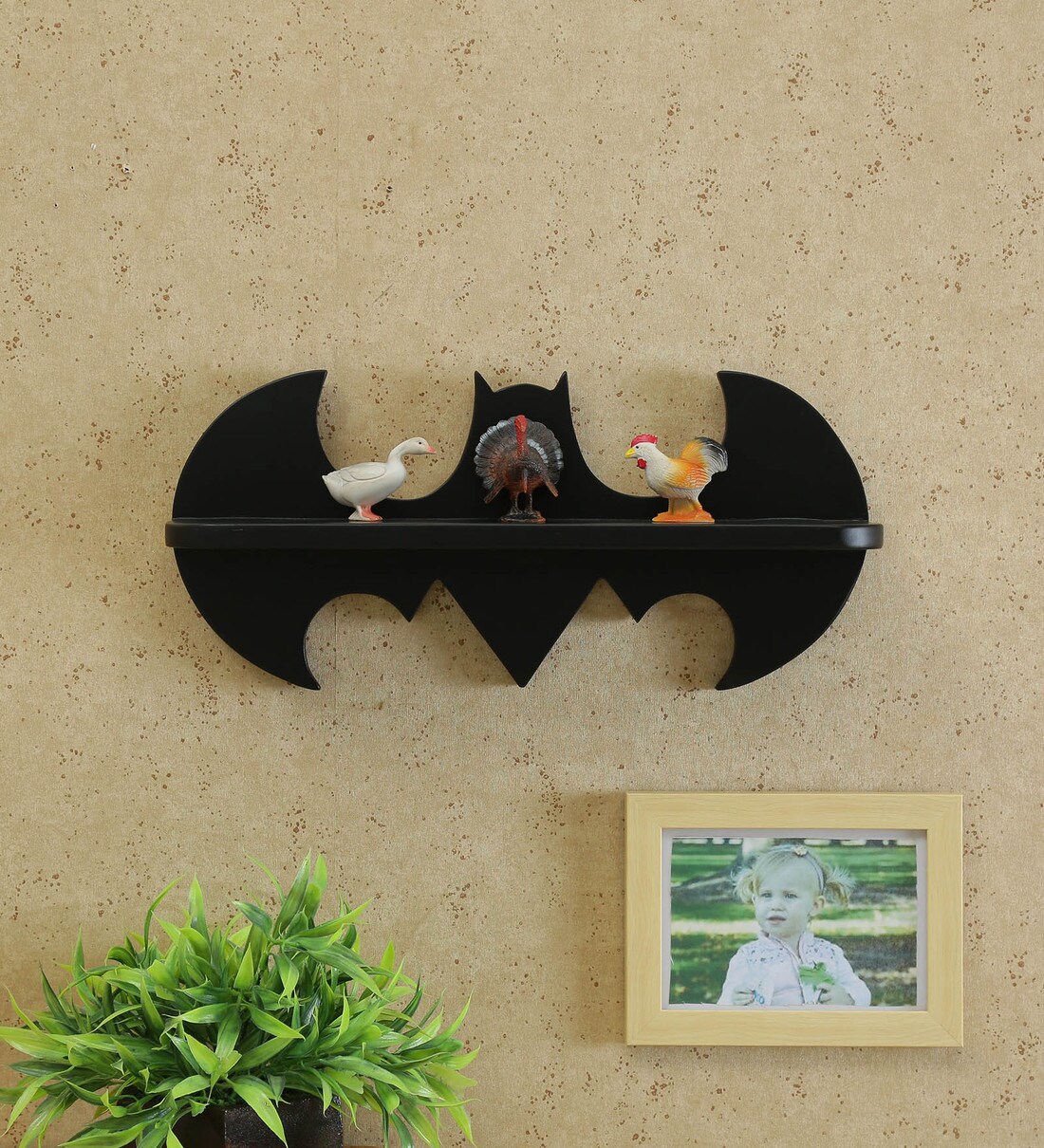 Buy Engineered Wood Bat Design Wall Shelf By Artypillar Online - Fixed ...