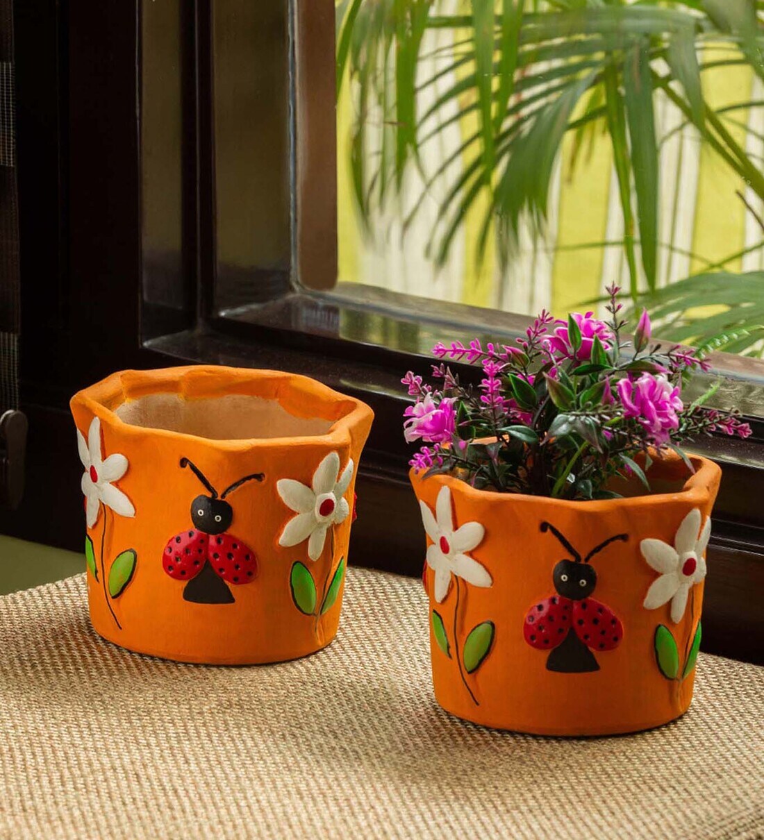 Buy Bees & Buds Handmade & Hand Painted Planter Pot In Terracotta (Set ...