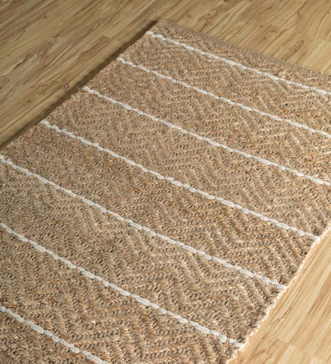 Buy Beige Striped Jute 5 ft x 7 ft Flat Weave Carpet by Jaipur Rugs ...
