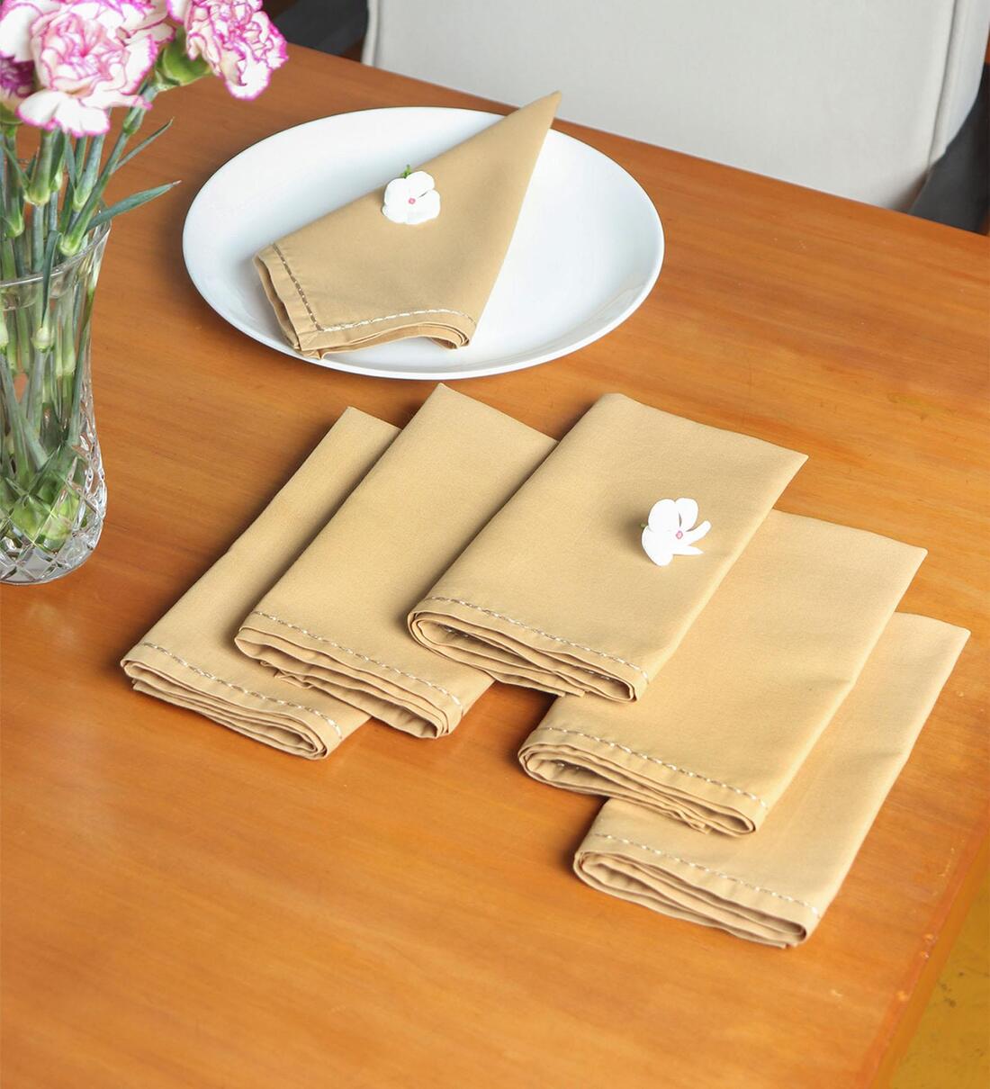 Buy Beige Cotton (16x 16 )Inch Table Napkins (Set of 6) at 17% OFF by ...