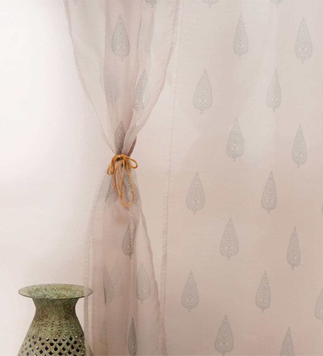 Buy Beige Traditional Polyester 8 Ft Sheer Rod Pocket Door Curtain by ...