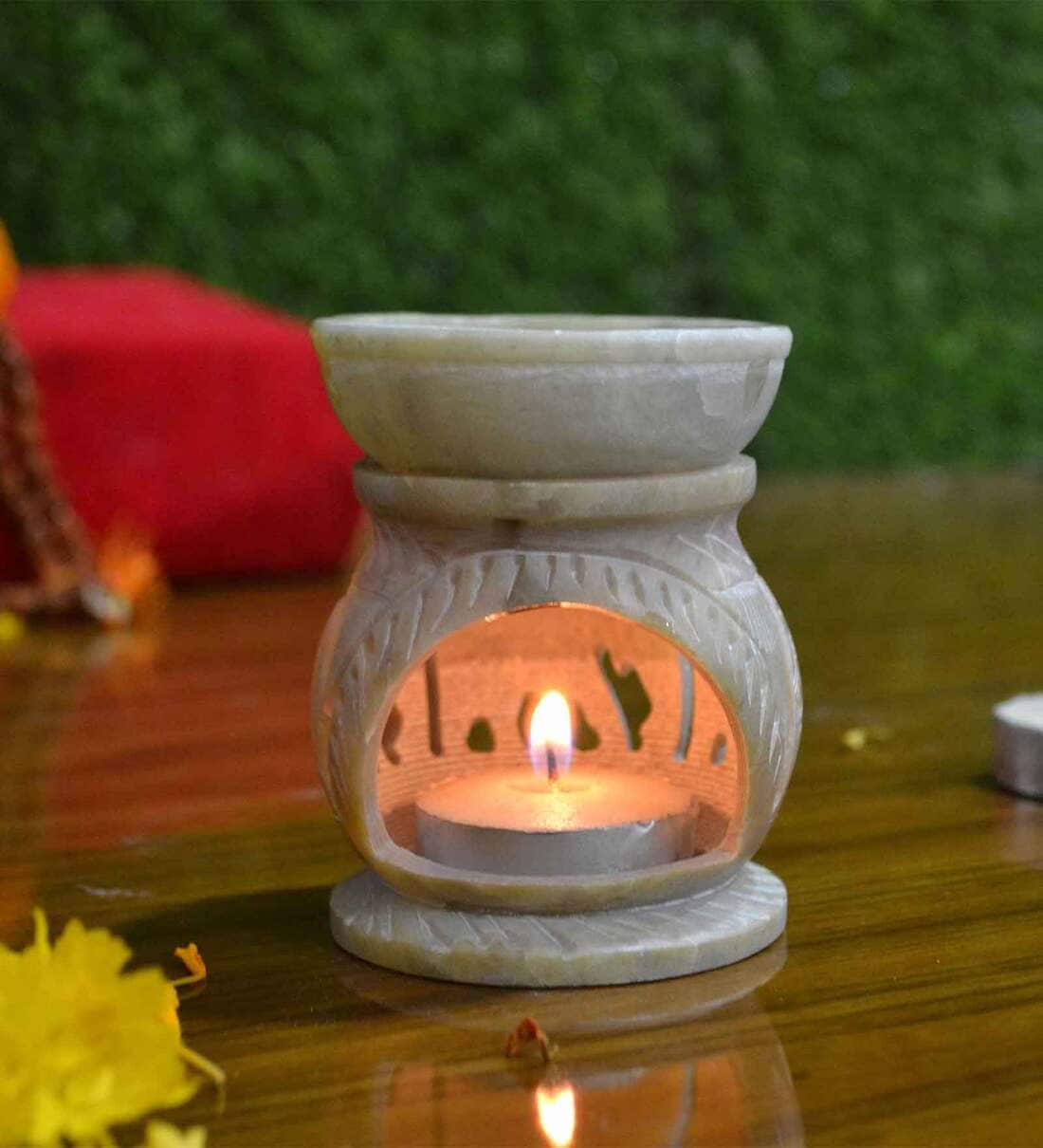 Buy Beige Soapstone Elephant Oil Diffuser with Essential Oil by ...