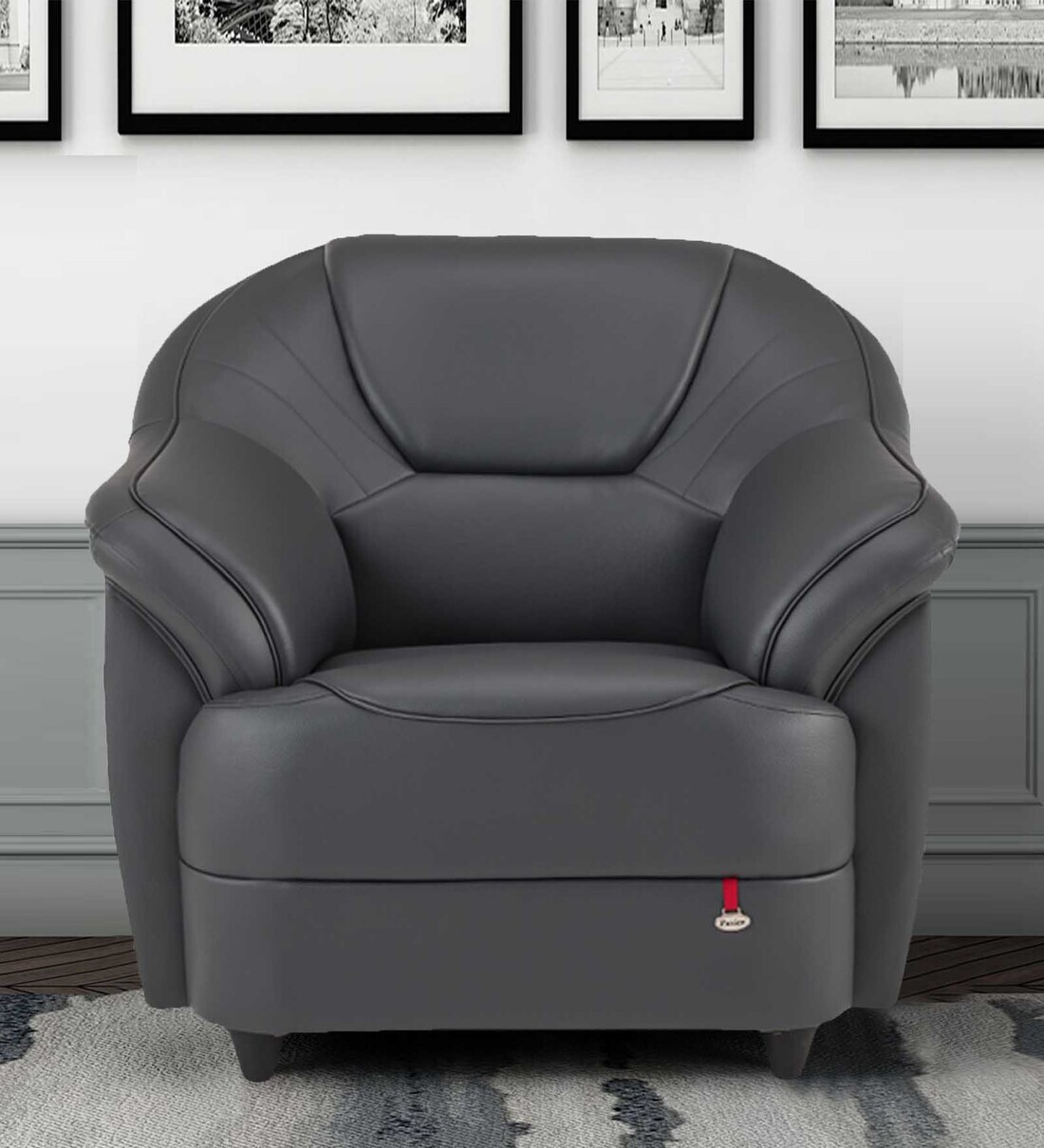 Buy Berry Leatherette 1 Seater Sofa in Grey Colour Online ...