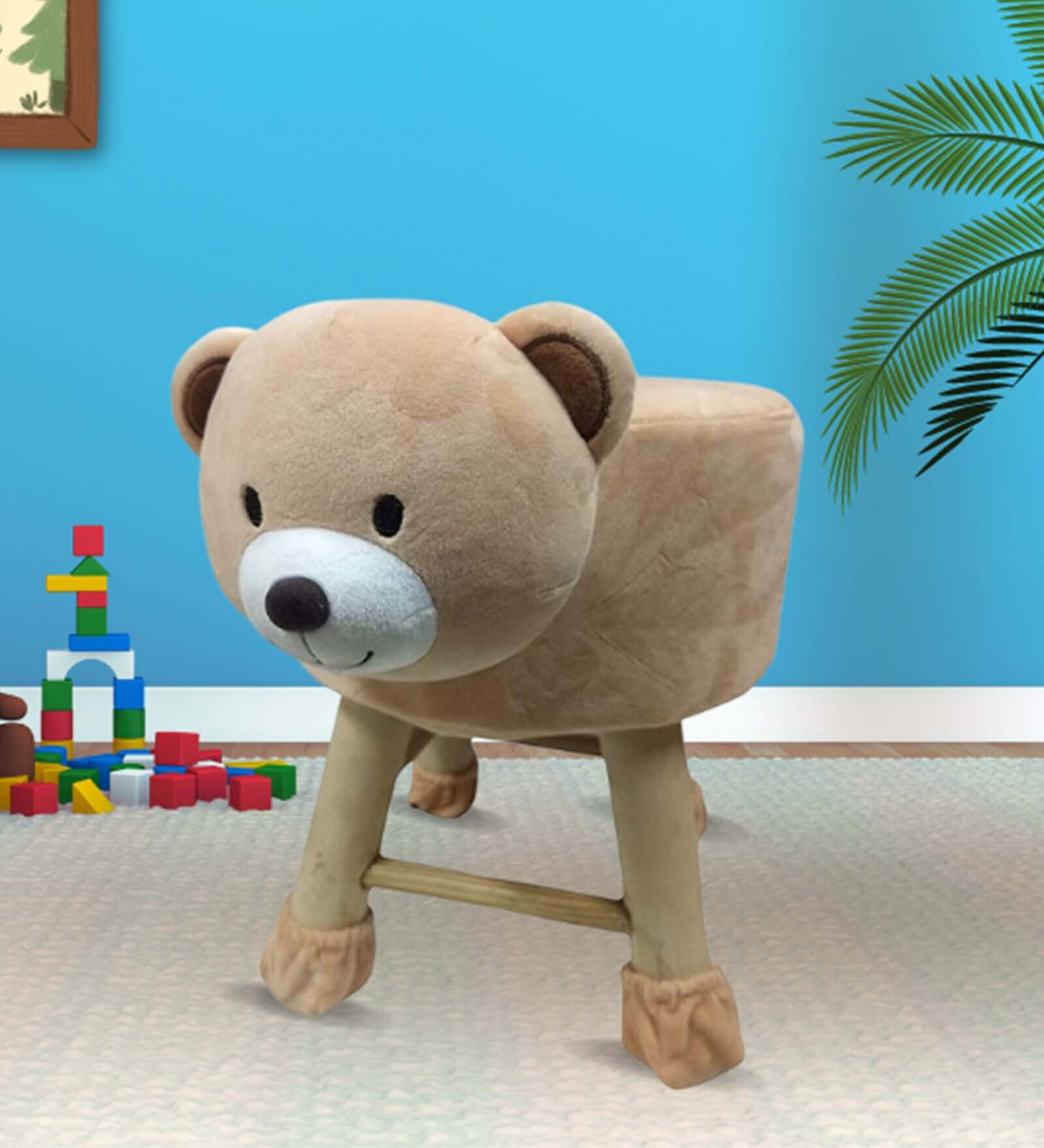 Buy Bear Kids Stool in Brown Colour by BestP Online - Kids Stools ...