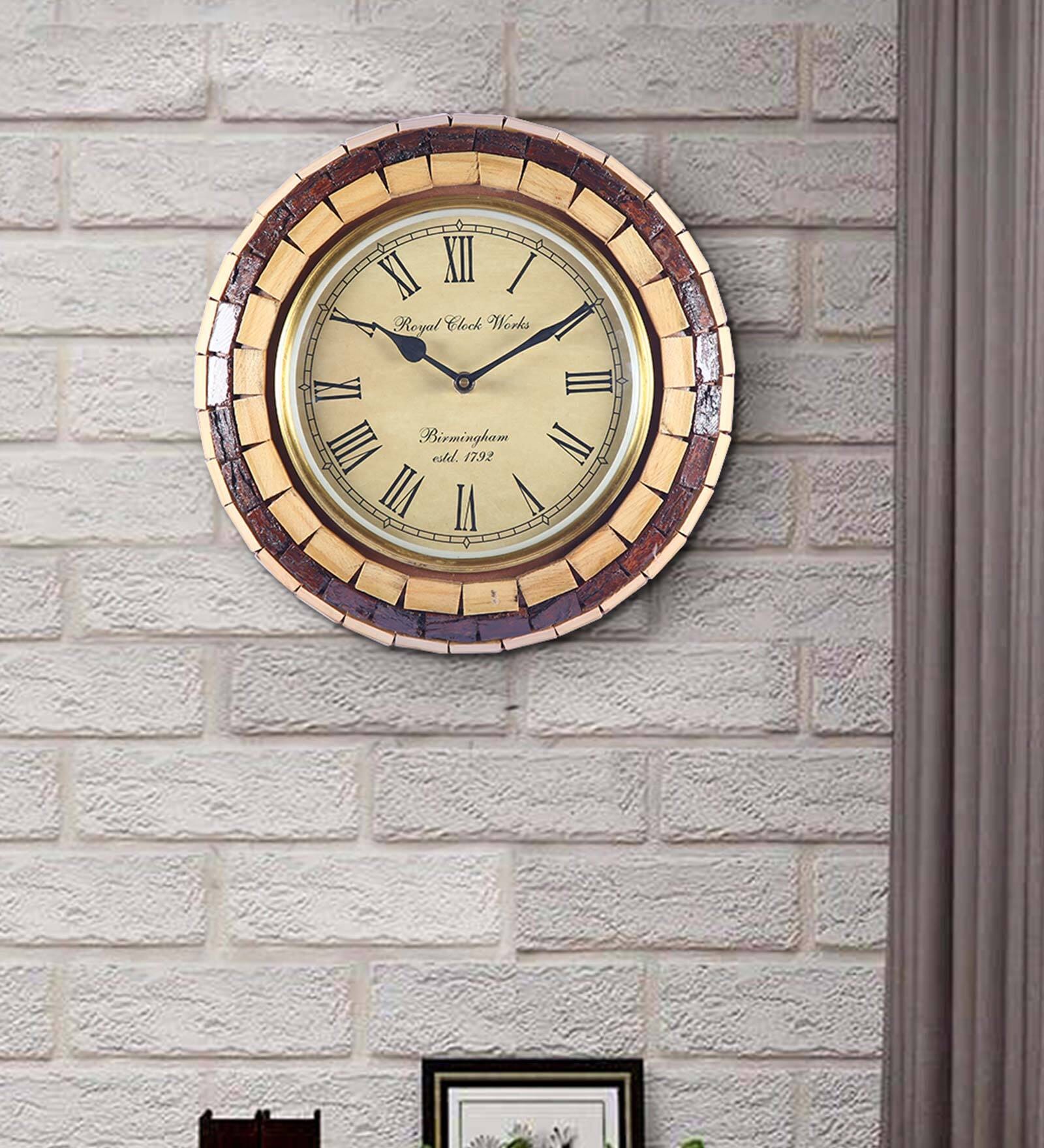 Buy Beige & Brown Wood Beige Modern Wall Clock at 60% OFF by Aapno ...