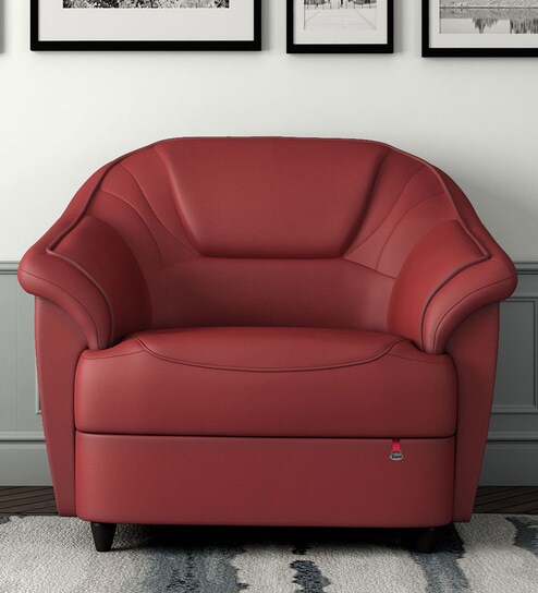 Buy Berry Leatherette 1 Seater Sofa in Burgundy Colour Online ...