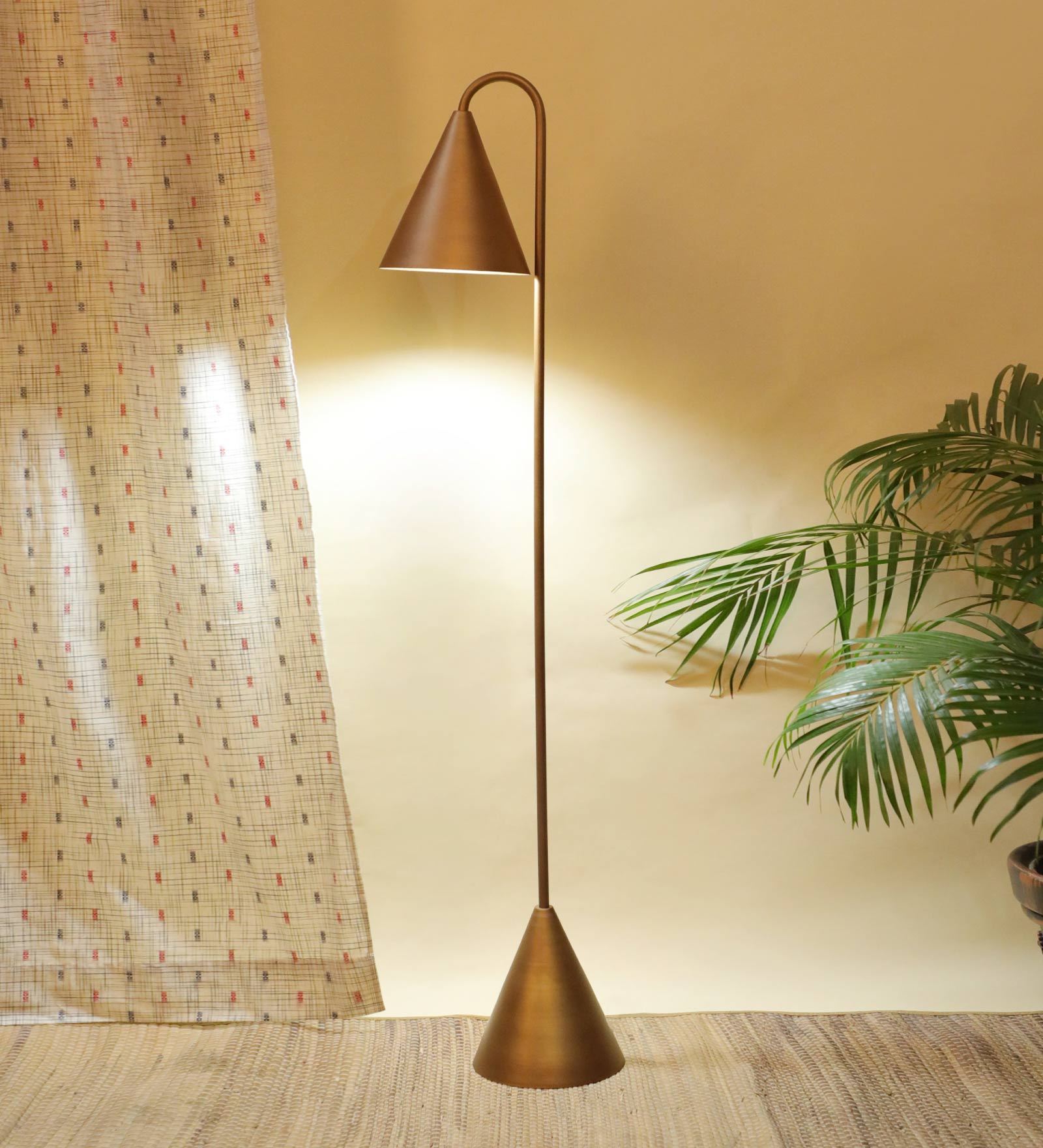 Buy Mario Gold Metal Shade Club Floor Lamp With Metal Base By Lal1 ...