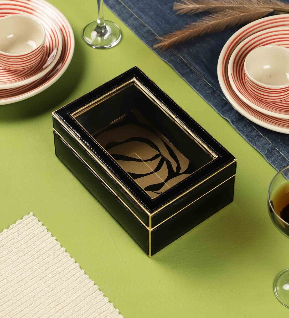 Buy Black & Gold Leatherette Blinged Decorative Storage Box by ...