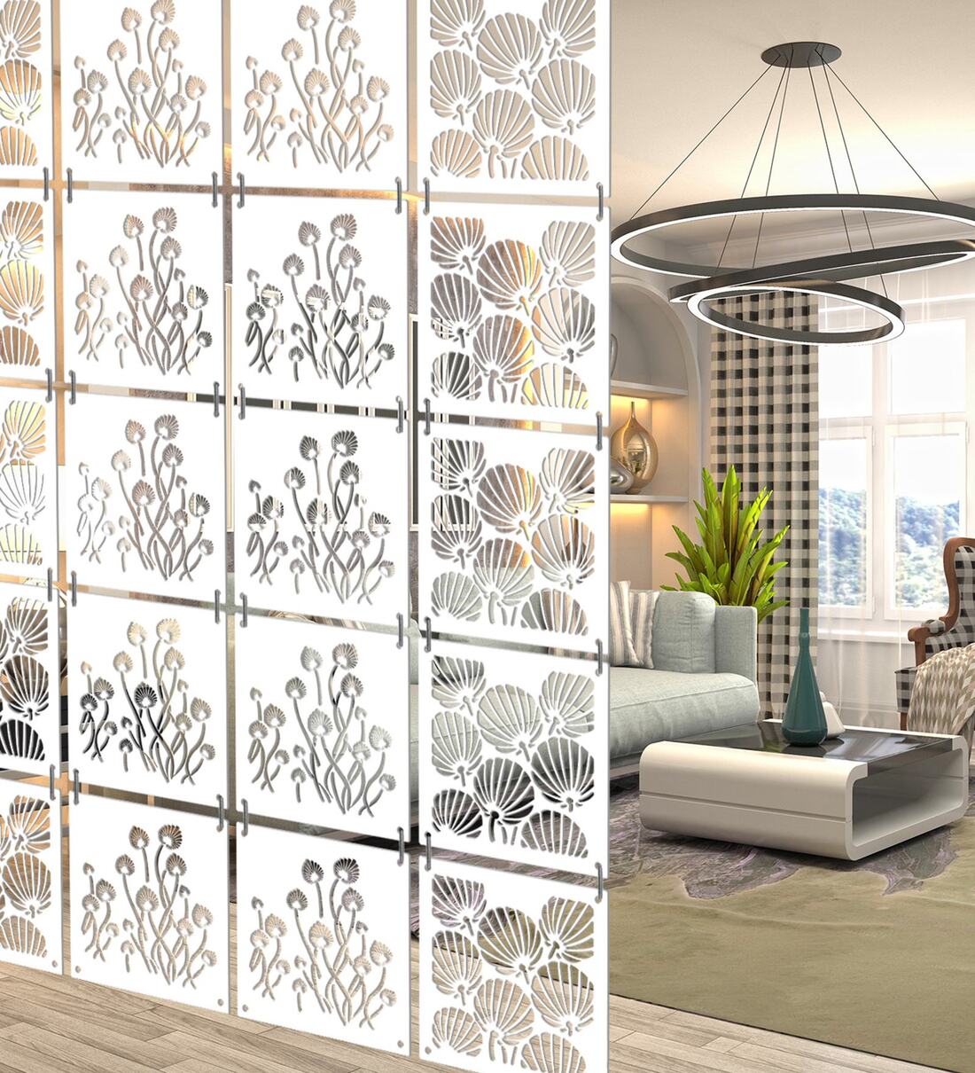 Buy White Engineered Wood Wall Hanging Room Divider Panel By Olive Tree ...