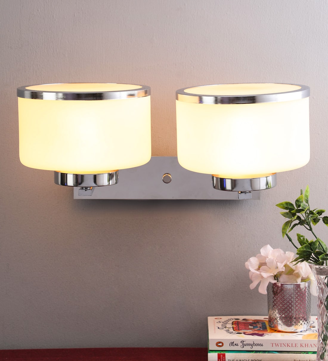 Buy Silver Glass Wall Sconces by Eliante by Jainsons Lights at 51% OFF ...