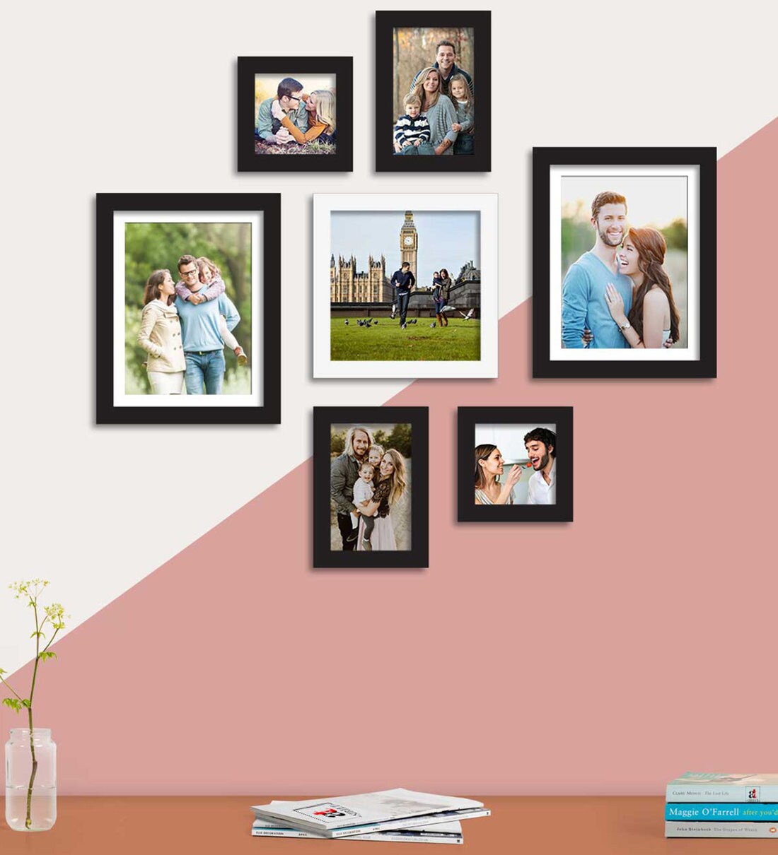 Buy Black Polyresin Individual Vera Set Of 7 Collage Photo Frames at 30 ...